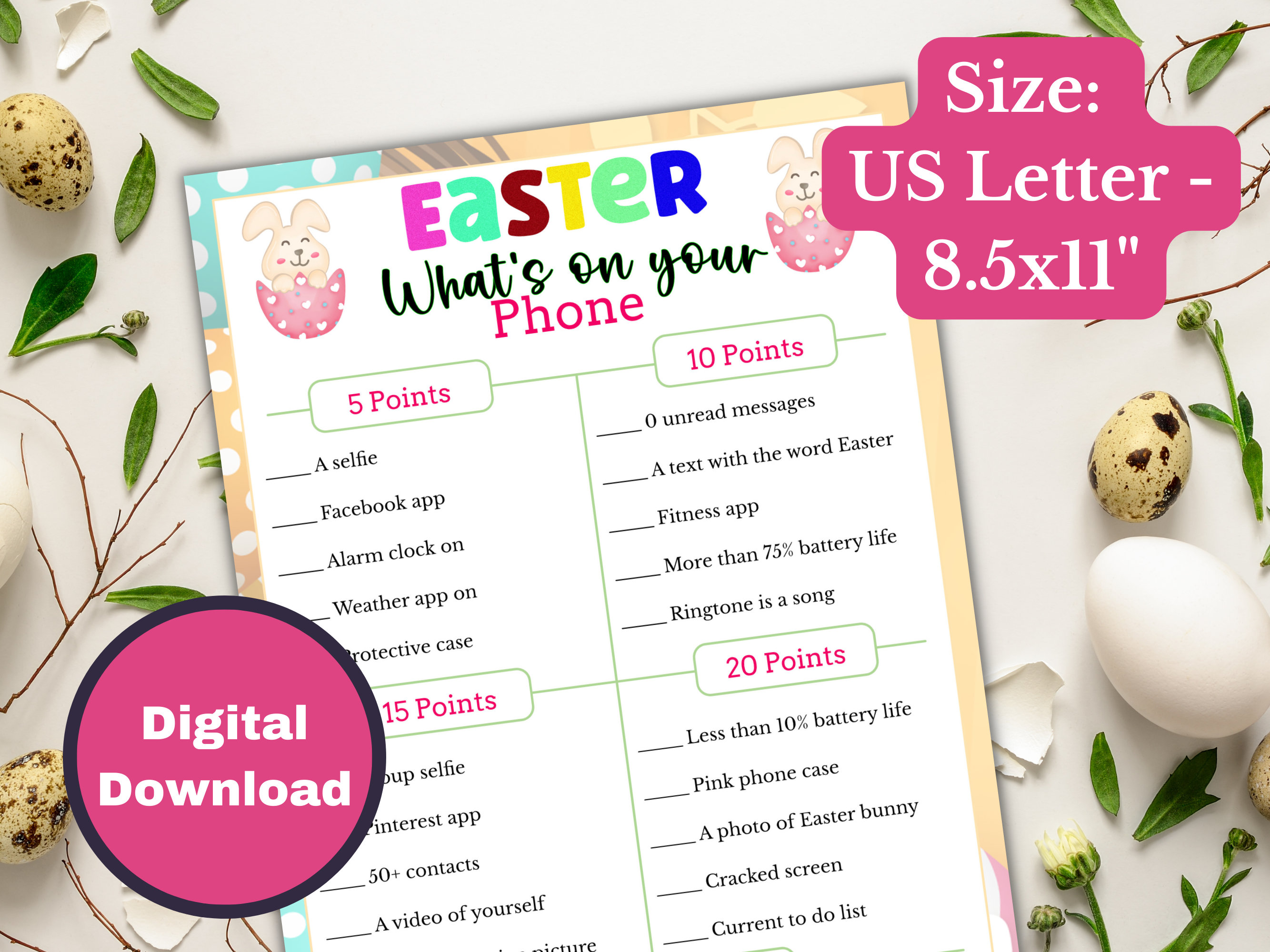 Easter Printable Games What's on Your Phone Game Easter Party Game ...