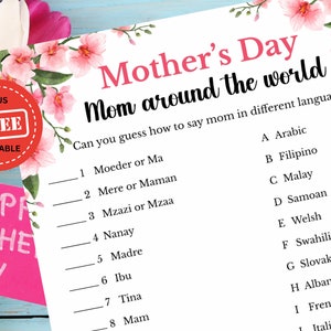 Printable Mother's Day Party Game - Mom Around the World Game - Family ...