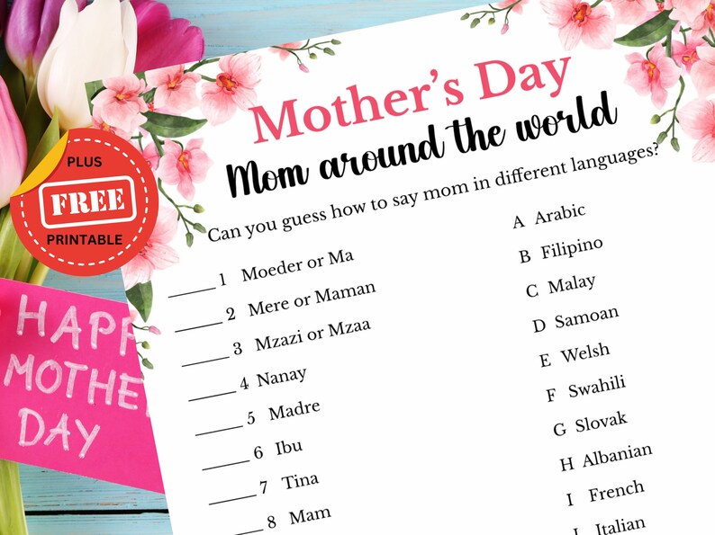 Printable Mother's Day Party Game - Mom Around the World Game - Family ...