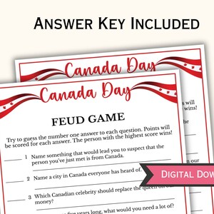 Canada Day Feud Game - Printable Canada Day Party Game and Activity for ...