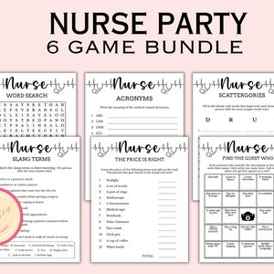 6 Nurse Graduation Game Bundle - Nursing School Graduation Party Games ...