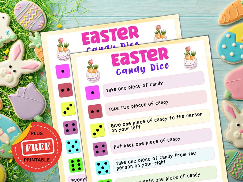 Easter Candy Dice Game Printable Easter Party Games Easter Activity for ...