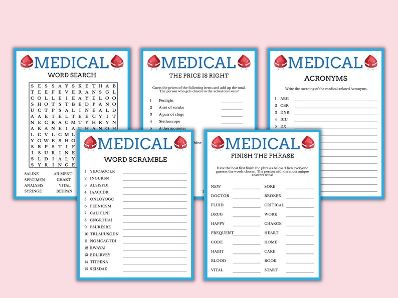 Medical Party Game Bundle for Nurse, Doctor, Graduation, Retirement ...
