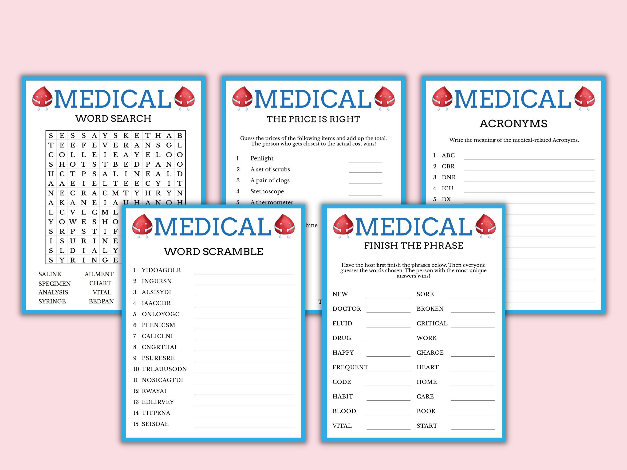 Medical Party Game Bundle for Nurse, Doctor, Graduation, Retirement ...