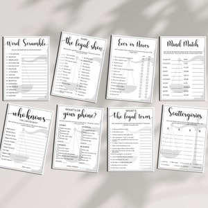Law School Graduation 8 Game Bundle - Lawyer Retirement Party Games ...