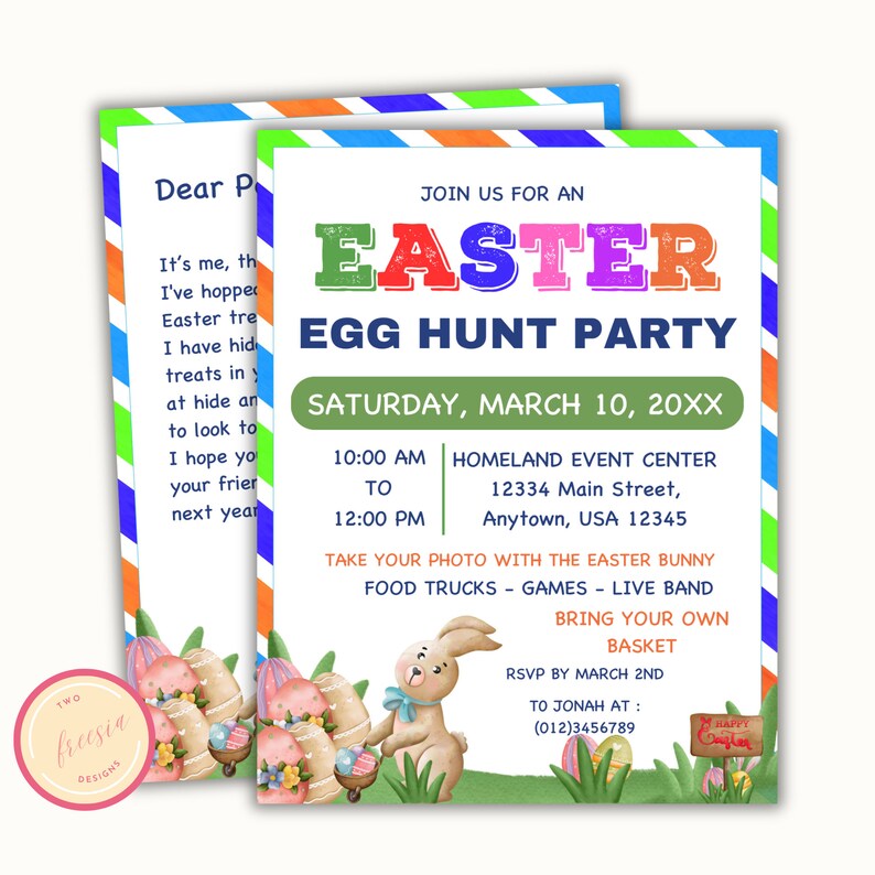 Editable Easter Egg Hunt Flyer Easter Fundraiser Flyer Printable Easter ...