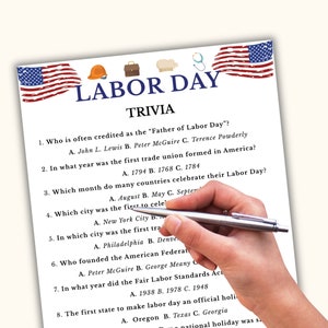 Trivia Game - Labor Day Party Game - Printable Labor Day Party Activity ...