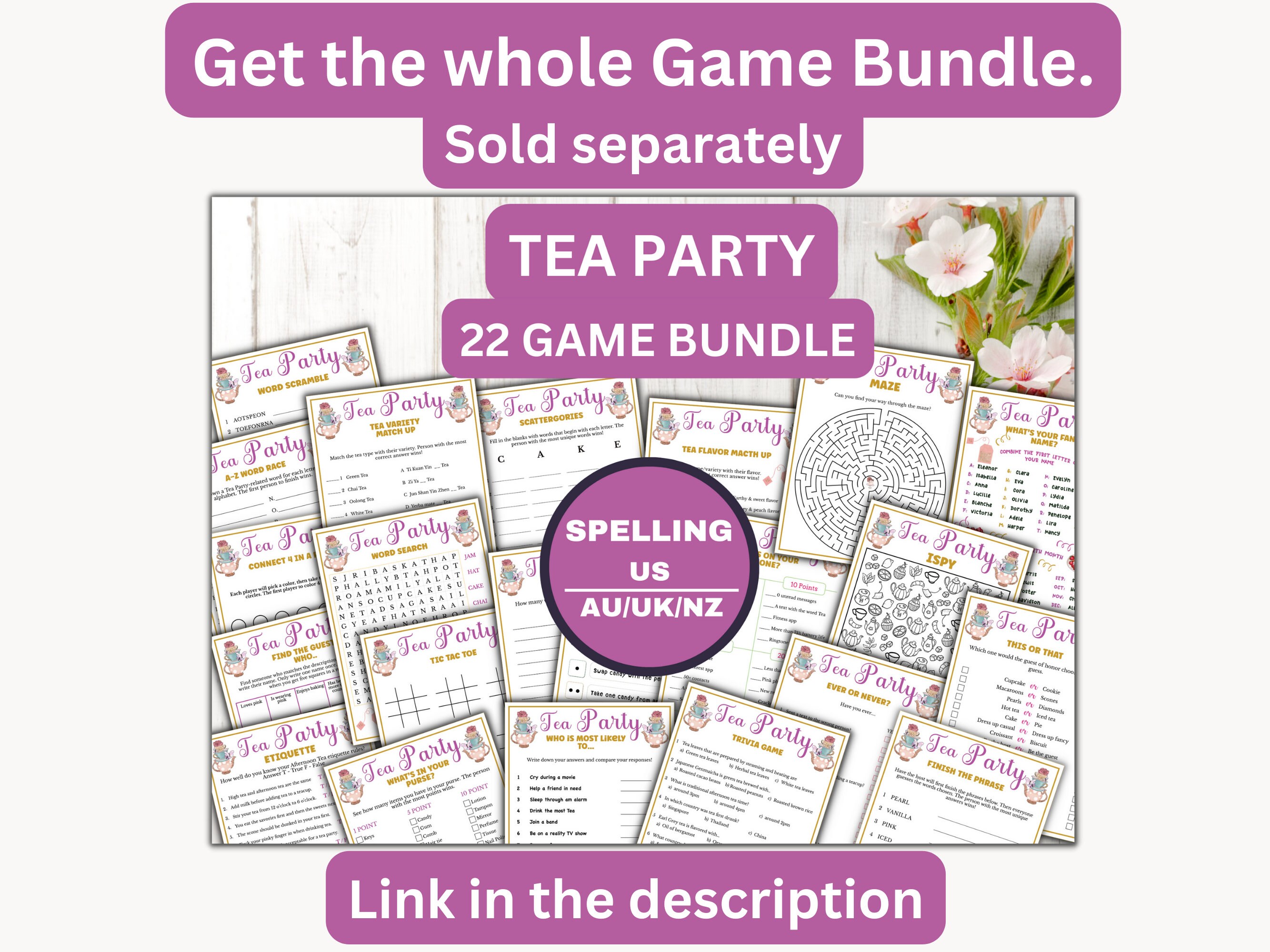 Tea Party Word Search Printable Tea Party Games for Birthdays, Bridal ...