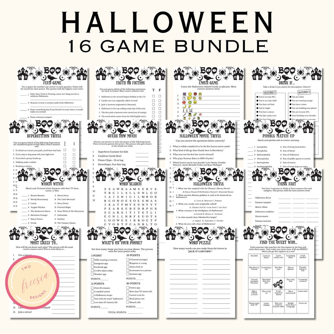 Halloween Party Games - Printable Halloween Party Game Bundle for Teens ...