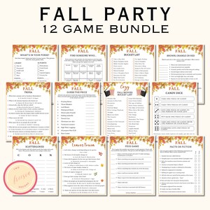 12 Printable Autumn Game Bundle - Fun Fall Time Activities for Adults ...