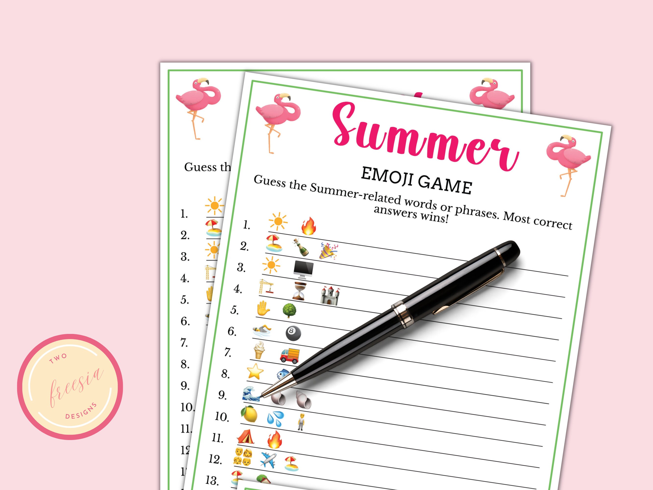 Printable Summer Emoji Game - Summer Party Games - Family Game Night ...
