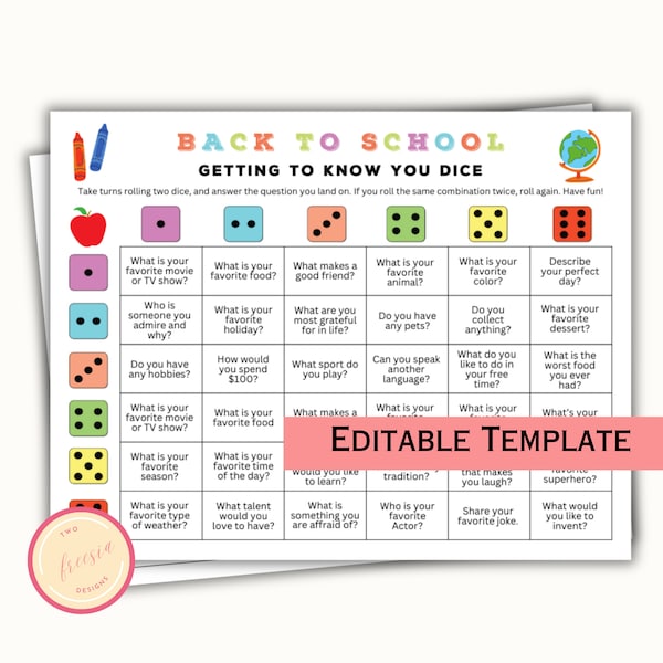 Back to School Dicebreaker Classroom Icebreaker Activity Roll & Tell ...