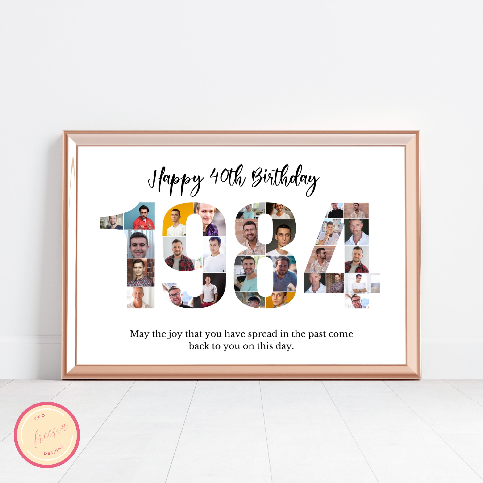 Custom 40th Birthday Photo Collage Template - Personalized 1984 Picture ...