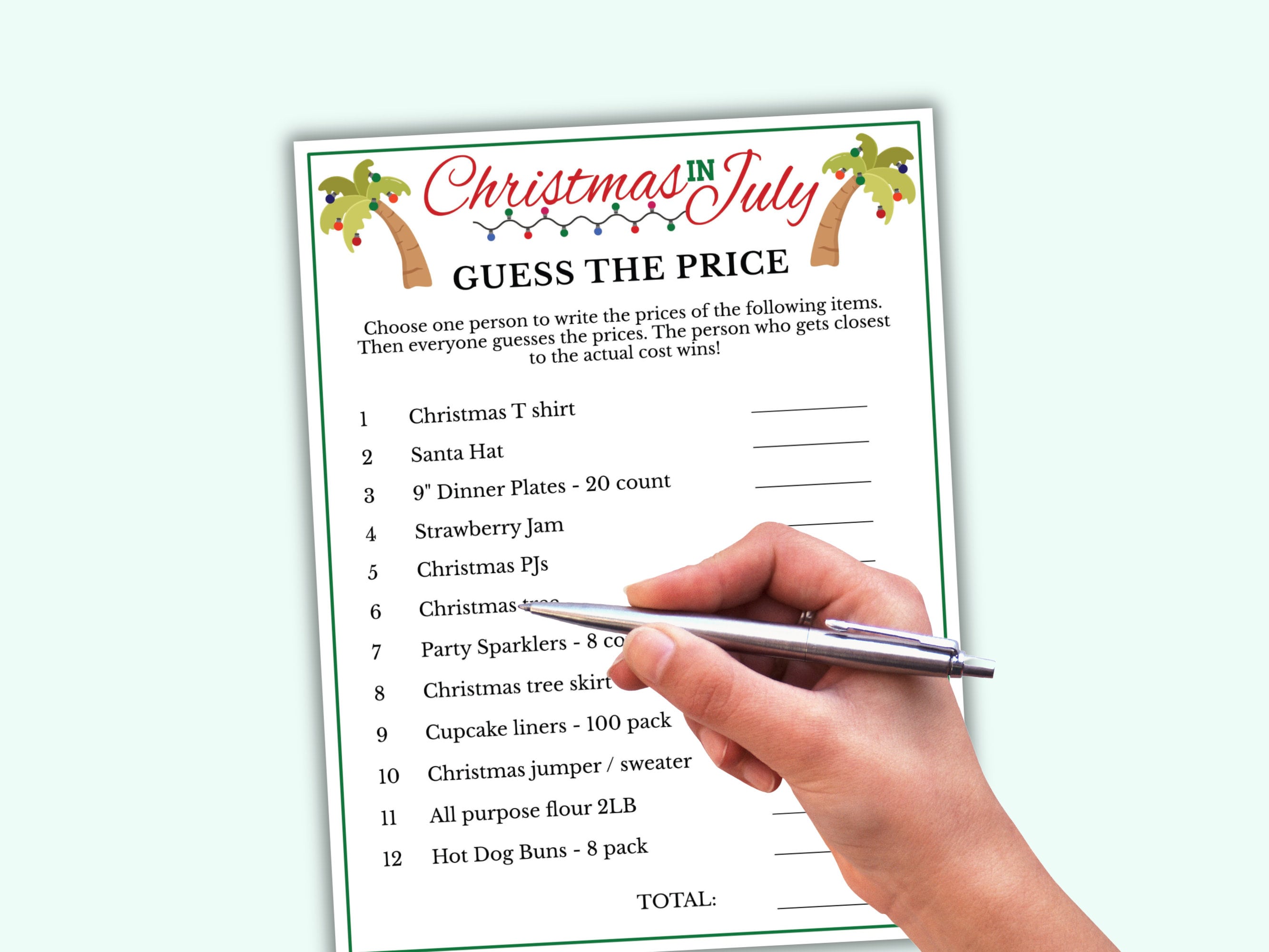 Guess the Price Game Printable Christmas in July Game for Kids & Adults ...
