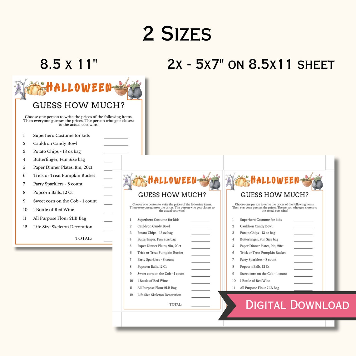 Guess How Much Game - Printable Halloween Party Game for Teens and ...