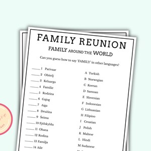 Family Around the World Game - Printable Family Reunion Party Games ...