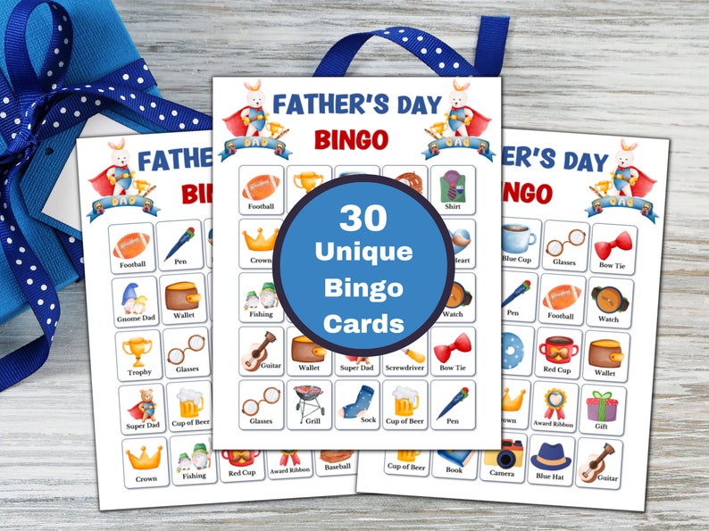 Father's Day Bingo Cards - Printable Party Game for Father's Day Party ...