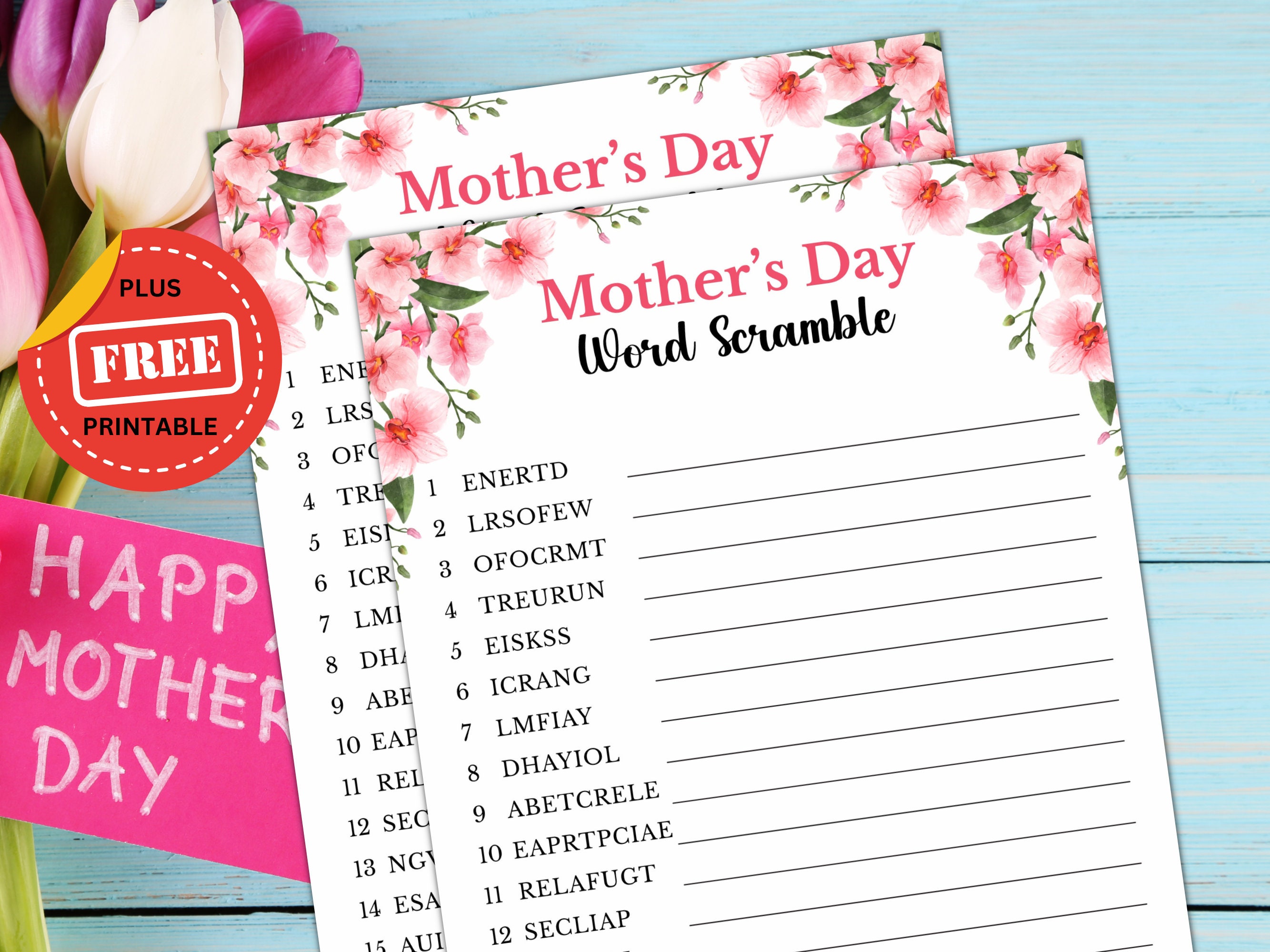 Printable Mother's Day Party Game - Word Scramble Game - Family Game ...