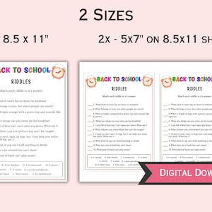 Back to School Riddles Game - Printable Back to School Game - First Day ...
