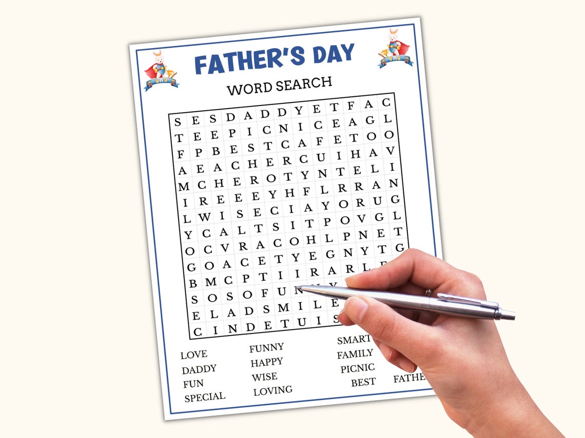 Printable Father's Day Word Search Game Grandpa Father's Day Game ...