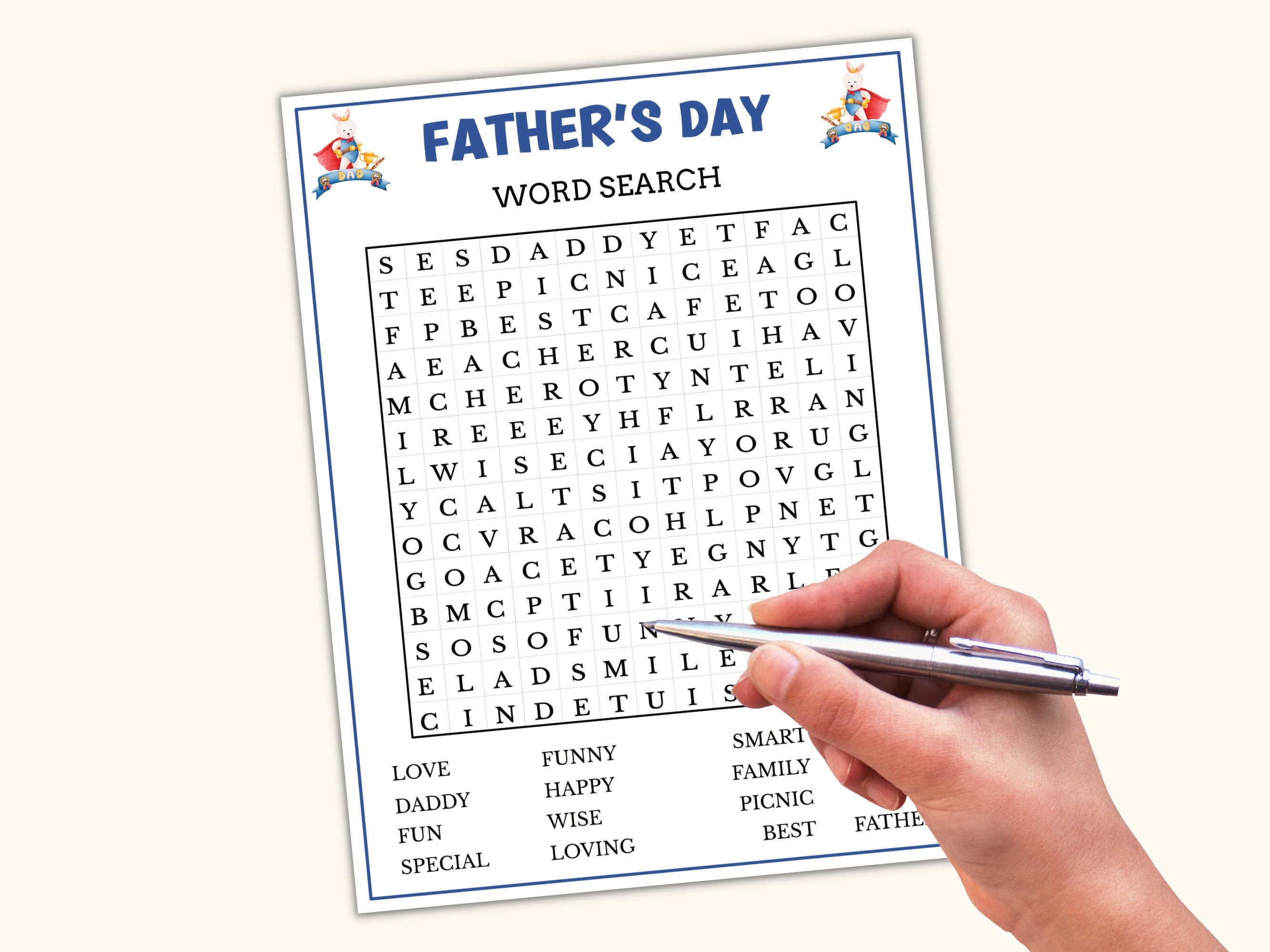 Printable Father's Day Word Search Game Grandpa Father's Day Game ...