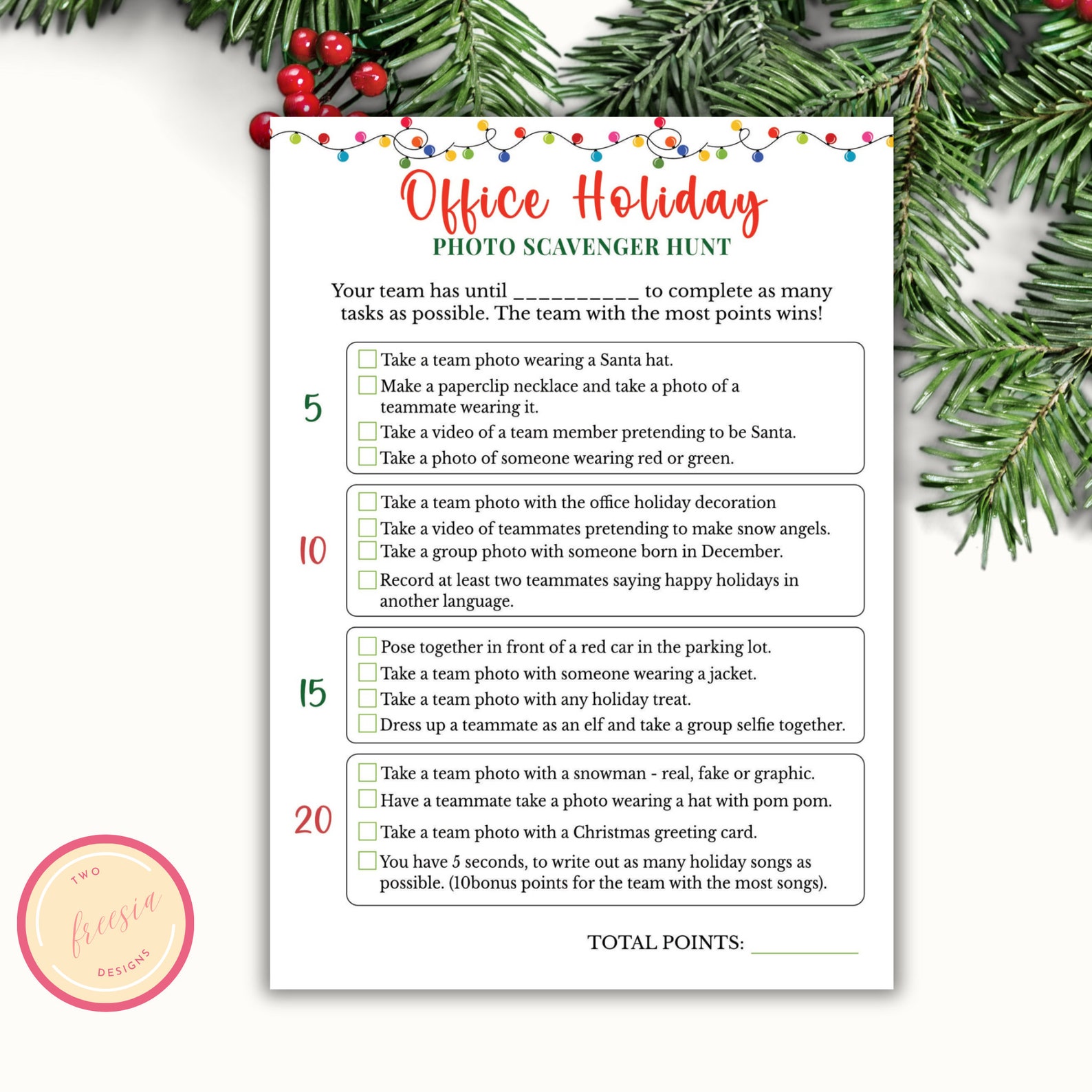 Office Holiday Party Game - Photo Scavenger Hunt - Christmas Printable ...