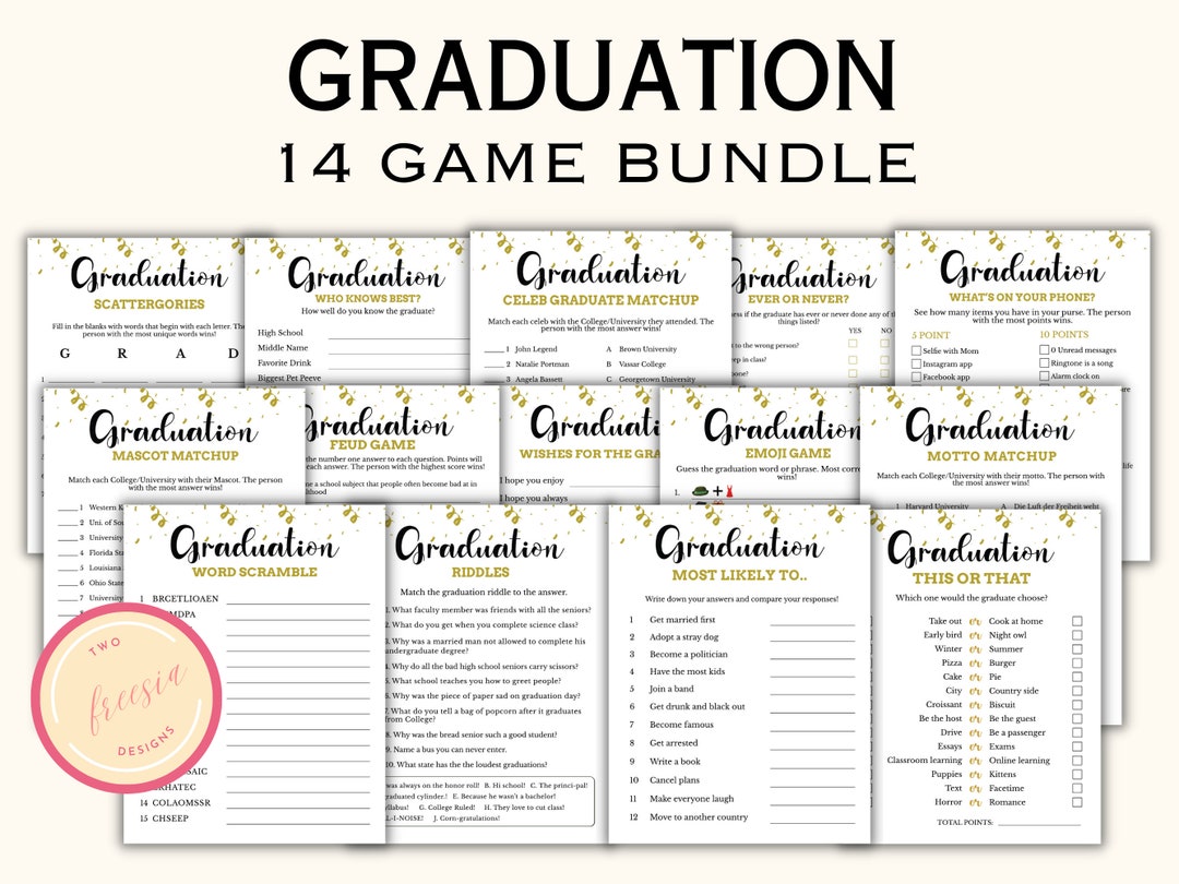 2025 Graduation Games - 14 Printable Graduation Party Games Bundle ...