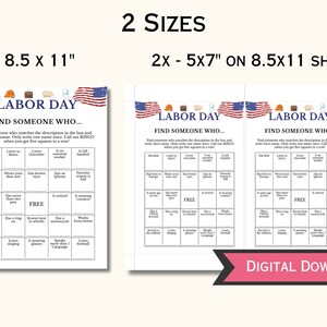 Labor Day Find the Guest Bingo Printable Labor Day Party Activity ...