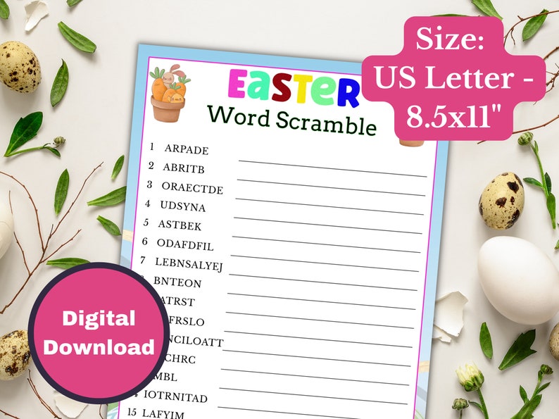 Easter Word Scramble Game - Easter Activity for Kids and Adults ...
