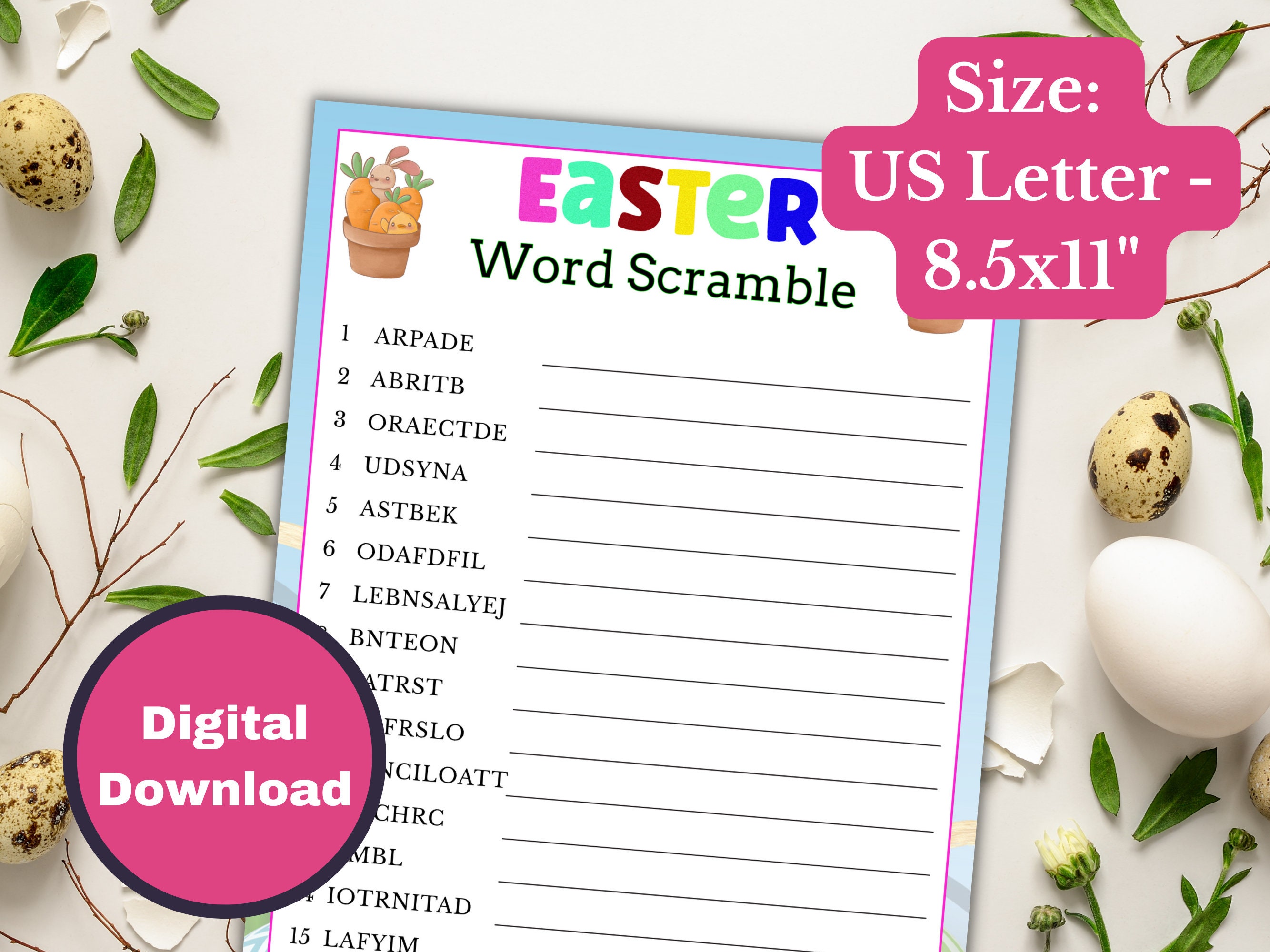 Easter Word Scramble Game - Easter Activity for Kids and Adults ...