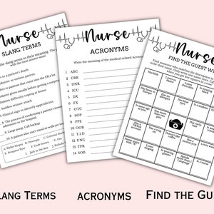 6 Nurse Graduation Game Bundle - Nursing School Graduation Party Games ...