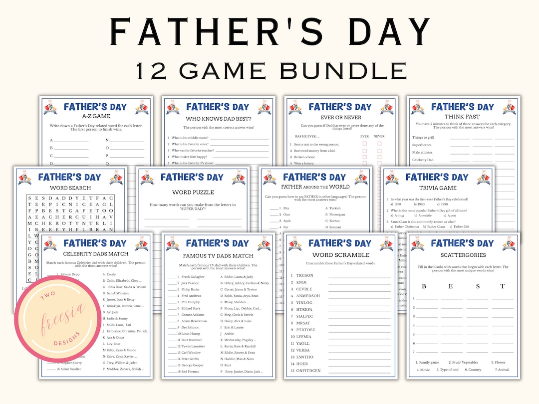 12 Printable Father's Day Games for Kids and Adults - Family Games ...