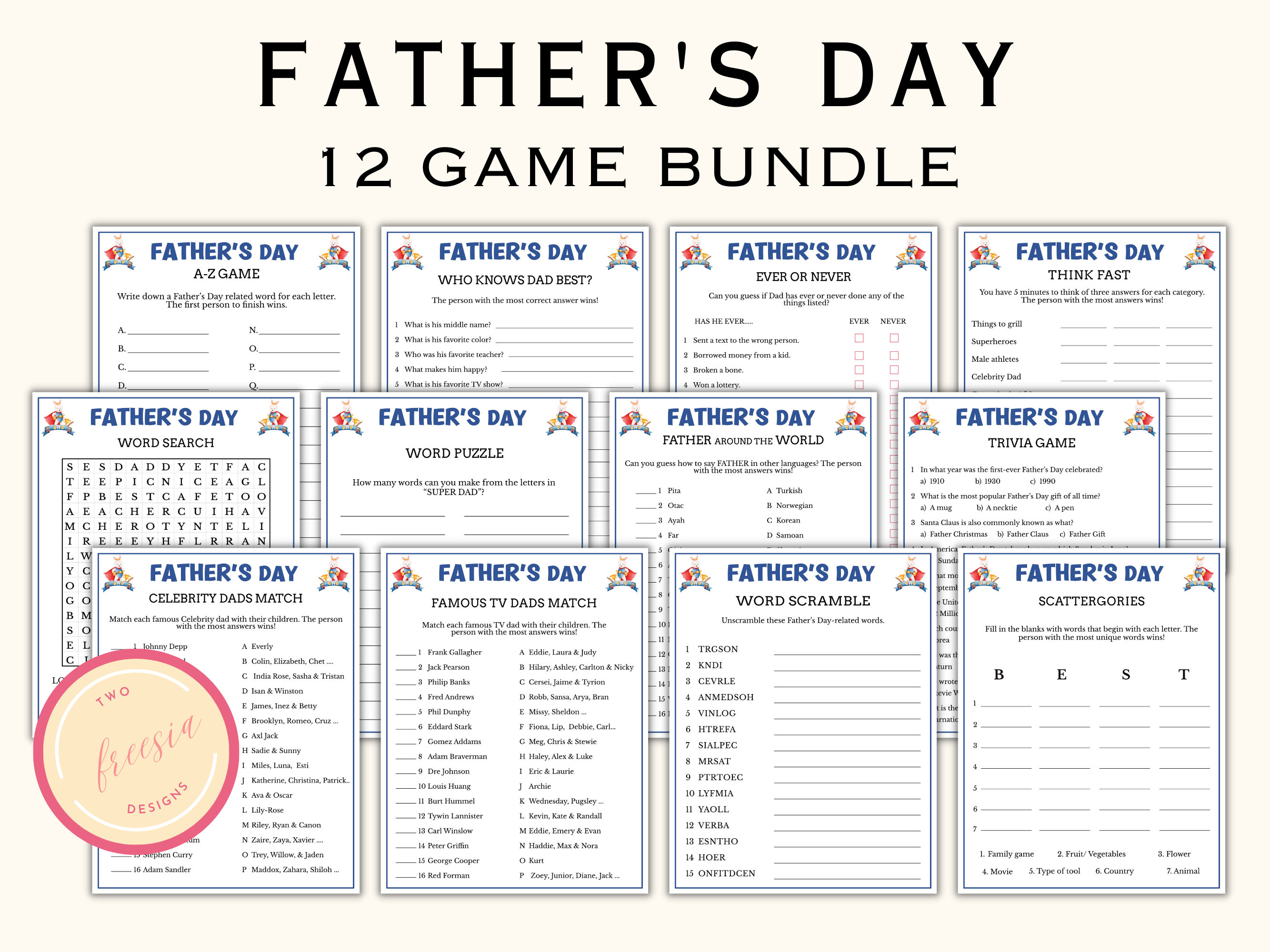 12 Printable Father's Day Games for Kids and Adults Family Games Night ...