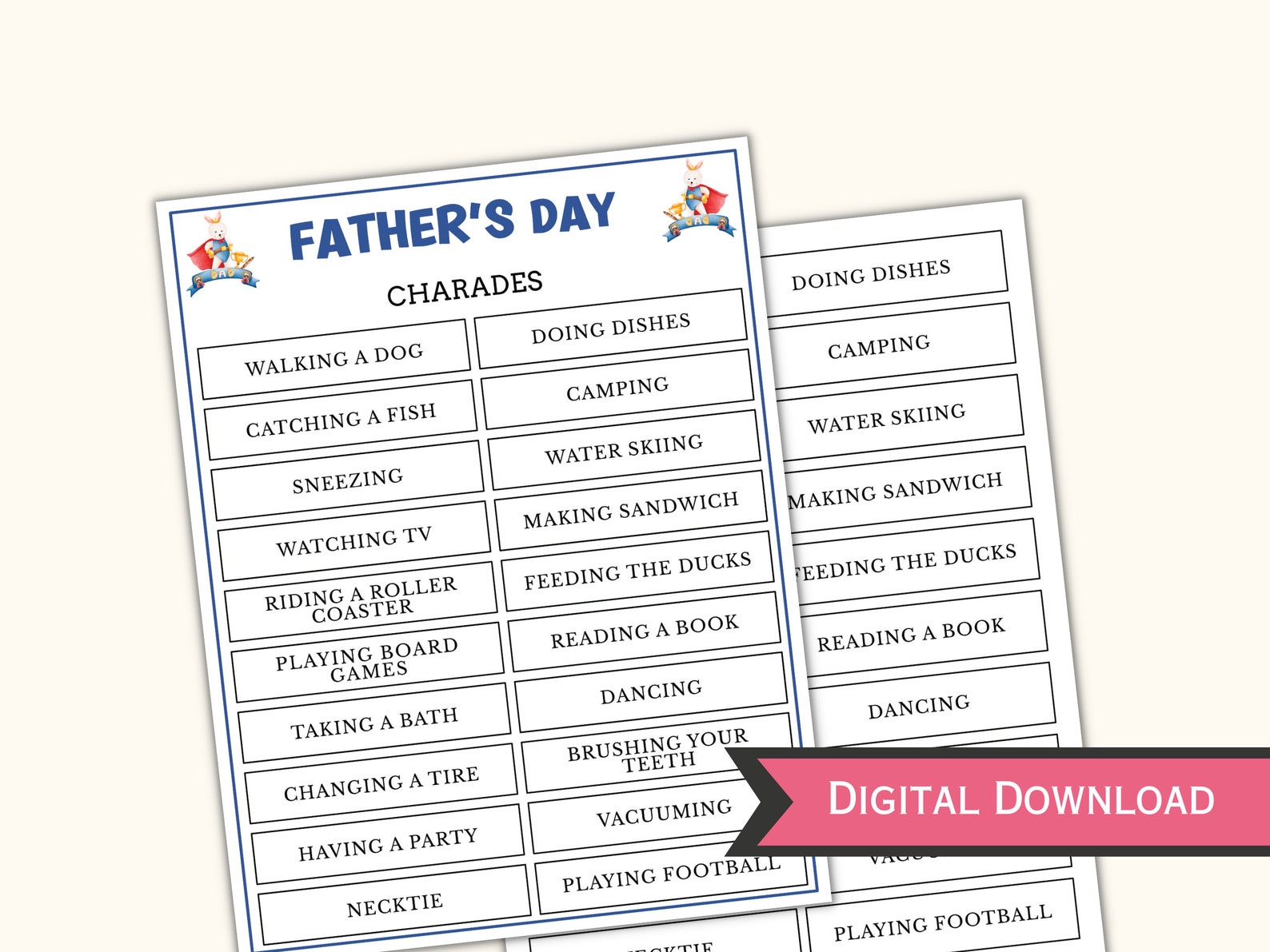 Printable Father's Day Charades Game - Family Game Night Activities for ...