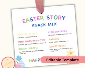 Easter Story Snack Mix Printable | Easter Story Snack Treat Gift Tag ...