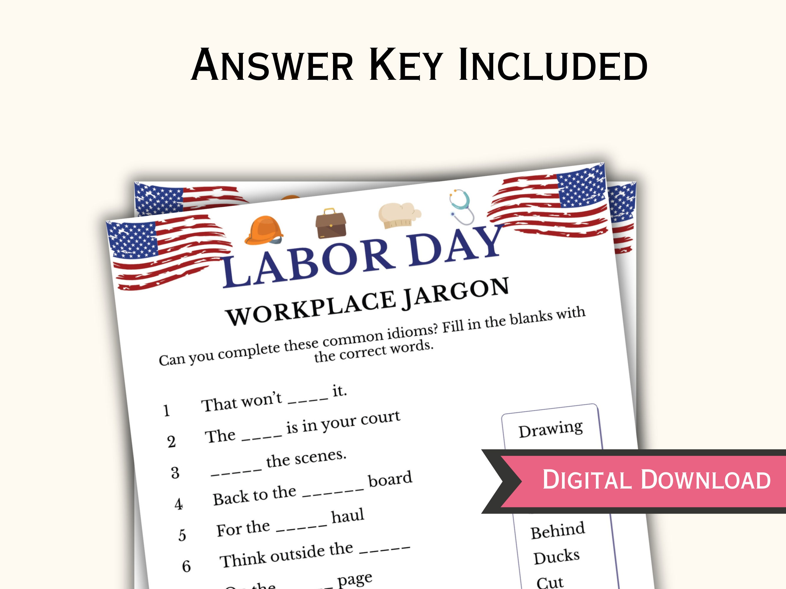 Labor Day Party Printable Game - Workplace Jargon - Labor Day Party ...