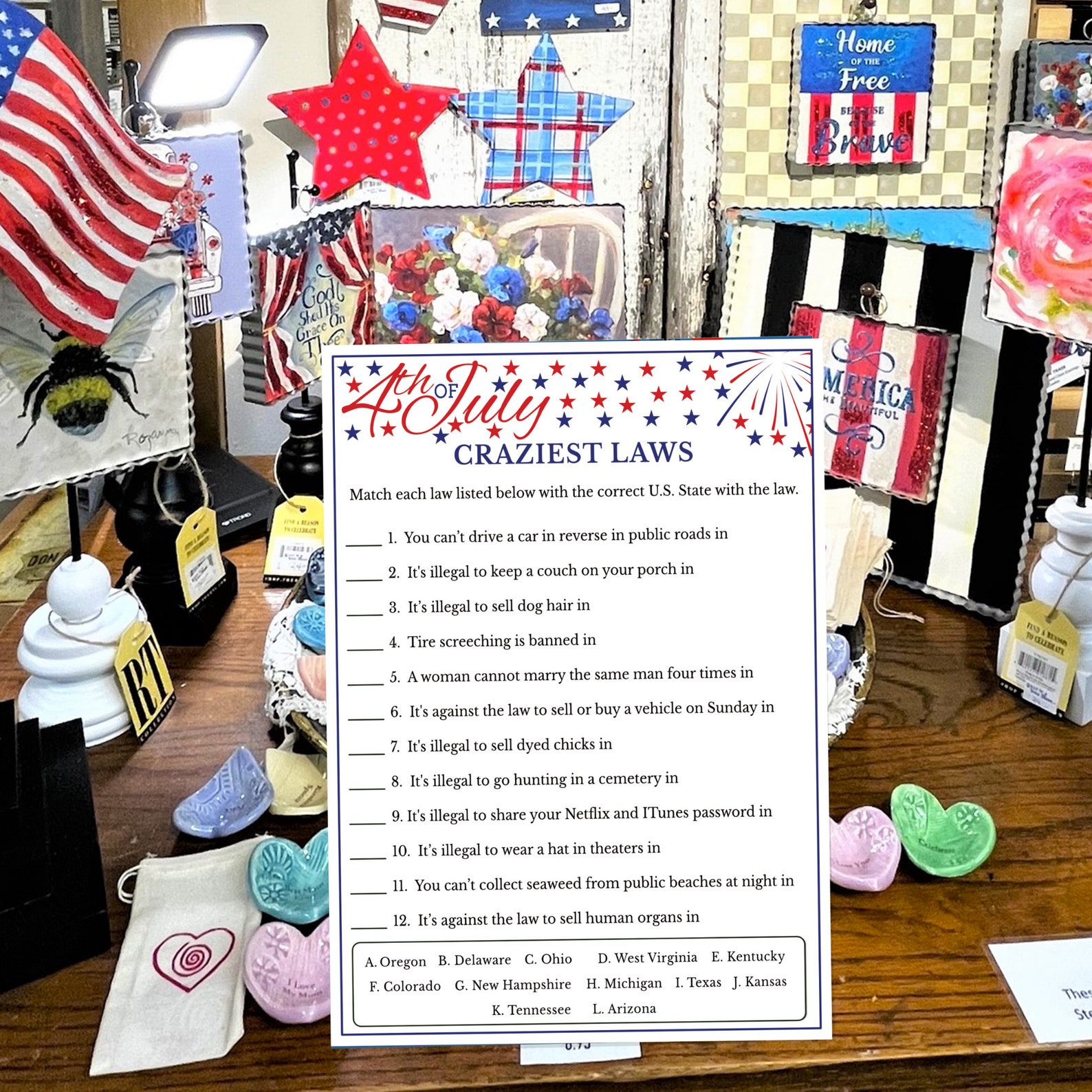 4thof July - Crazy Laws Trivia Game - Printable Fourth of July Game ...