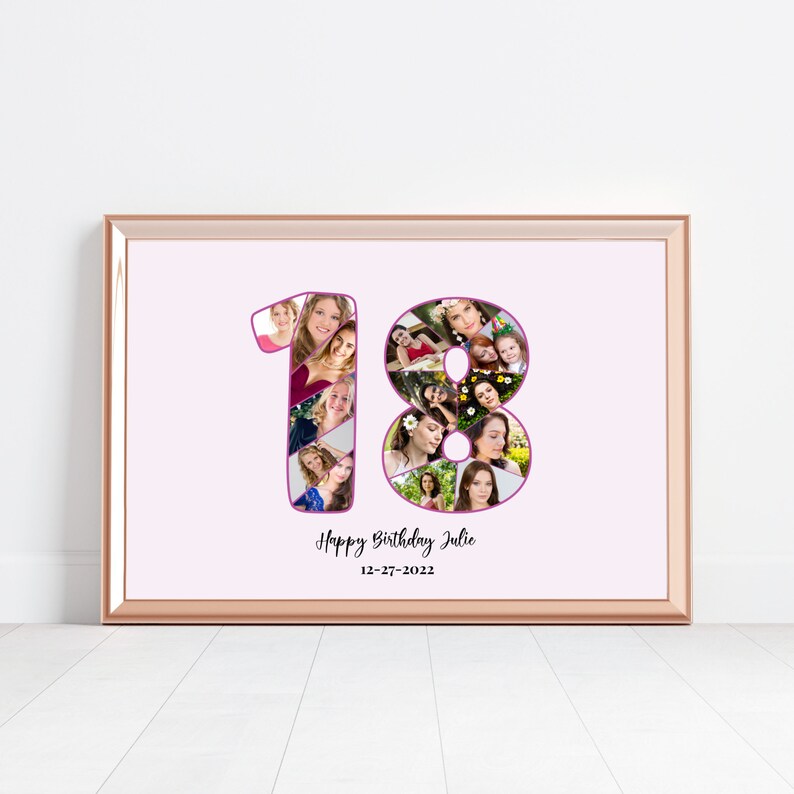 Editable Custom 18th Birthday Gift Photo Collage 18th Anniversary Eighteenth Birthday ...