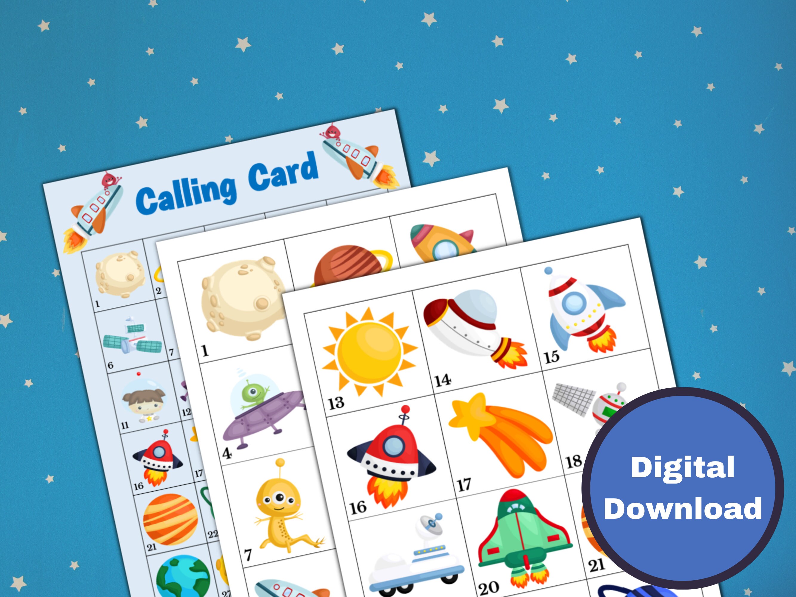 Outer Space Bingo Game Printable Space Bingo Game for Kids Birthday ...