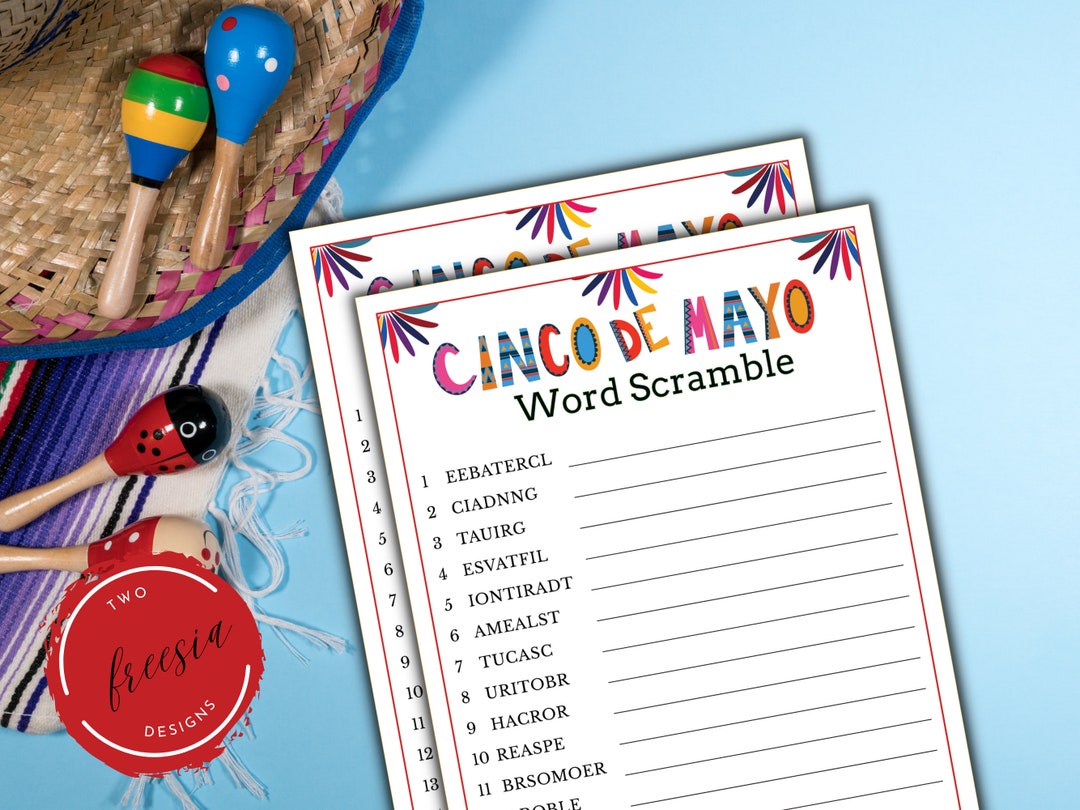 Cinco De Mayo Word Scramble Game Printable Cinco De Mayo - Etsy