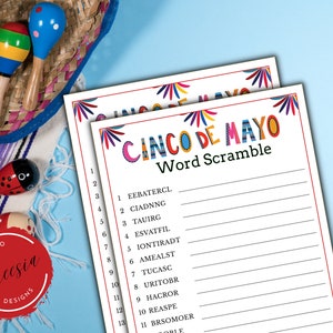 Cinco De Mayo Word Scramble Game Printable Cinco De Mayo - Etsy