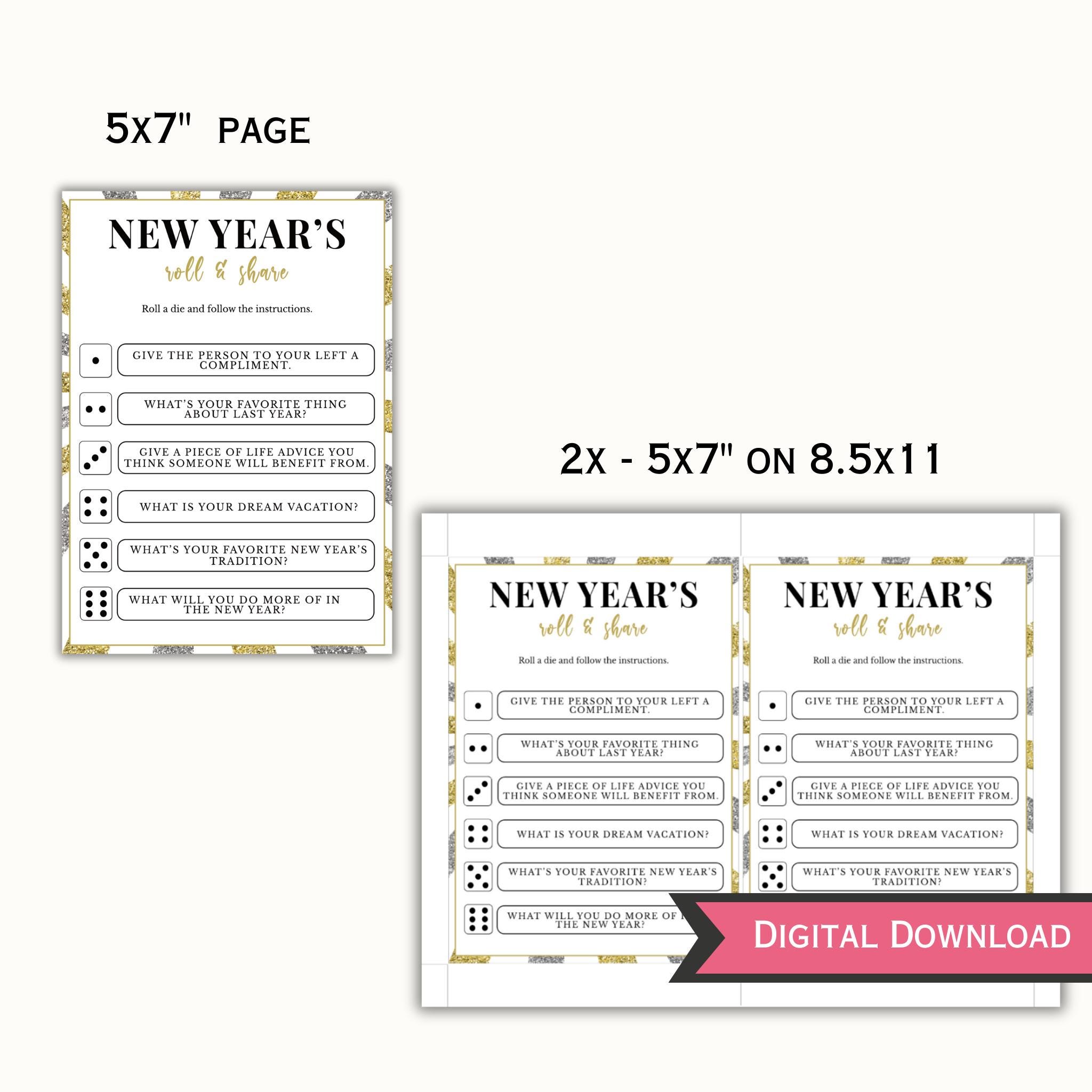 New Years Roll & Share Game, Printable 2025 New Year Party Game for ...