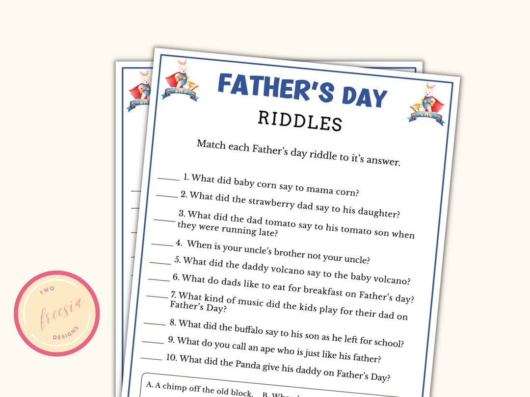 Father's Day Riddles Game - Printable Father's Day Game for Kids and ...