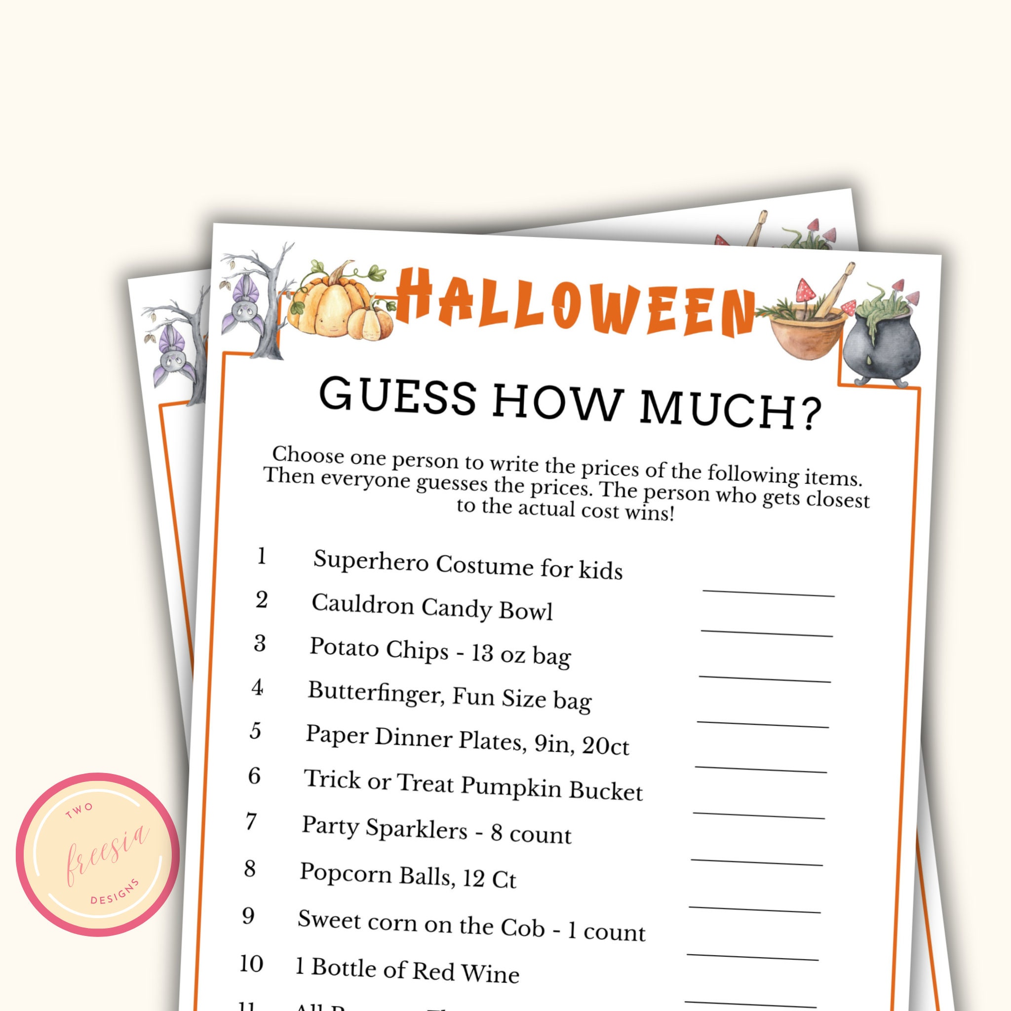 Guess How Much Game - Printable Halloween Party Game for Teens and ...