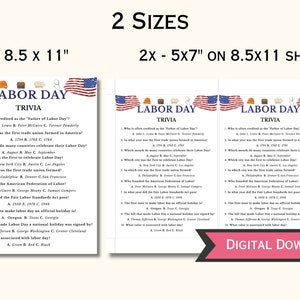 Trivia Game - Labor Day Party Game - Printable Labor Day Party Activity ...