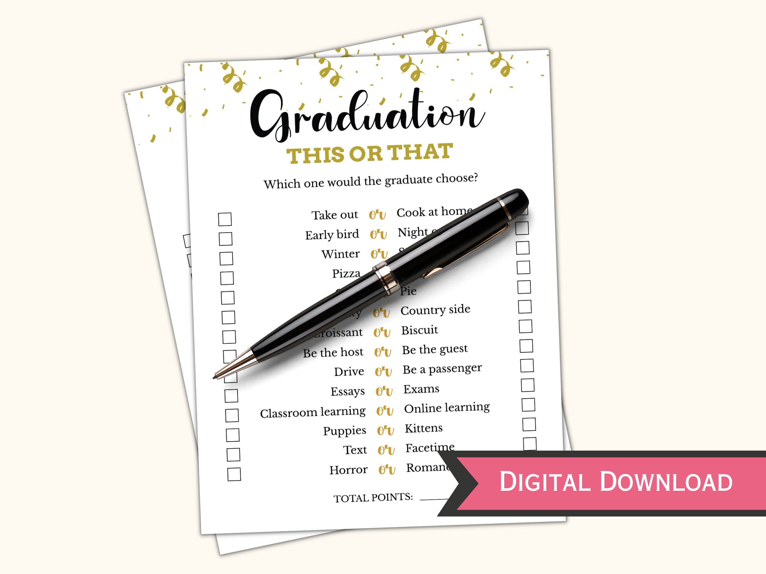 Graduation This or That Game Printable Graduation Games 2023 Graduation ...