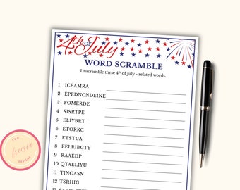 4th of July Word Scramble Printable, Fourth of July Games Bundle ...