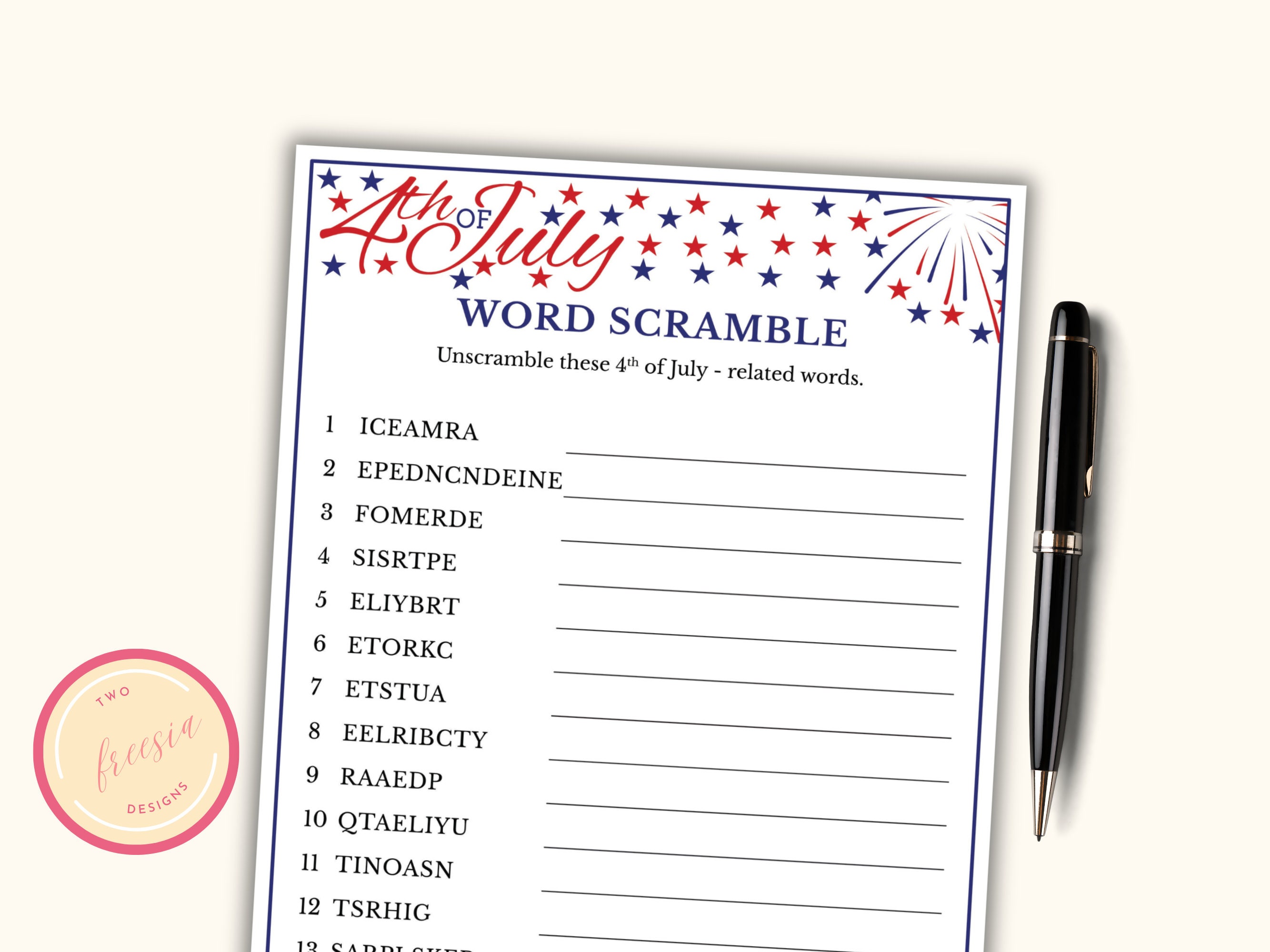 4th of July Word Scramble Game - Printable Fourth of July Game ...