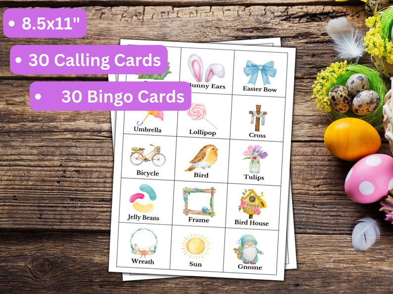 Easter Bingo Game Printable Easter Activity for Kids and Adults Easter ...
