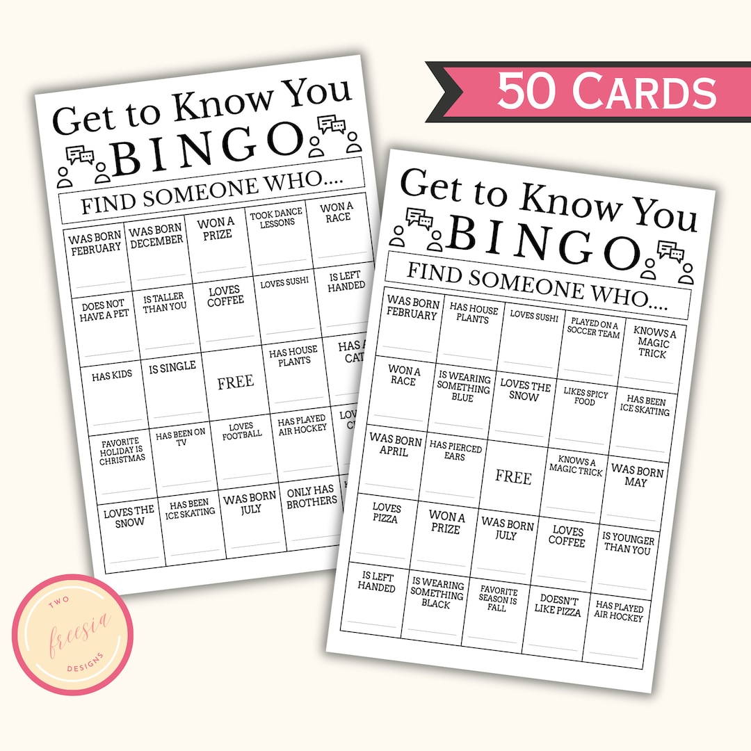Get to Know You Bingo - Find Someone Who Bingo - Find the Guest ...